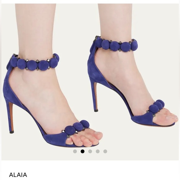 Alaia | Shoes | Alaiabombe Stud Suede Anklewrap Highheel Sandals Size ...
